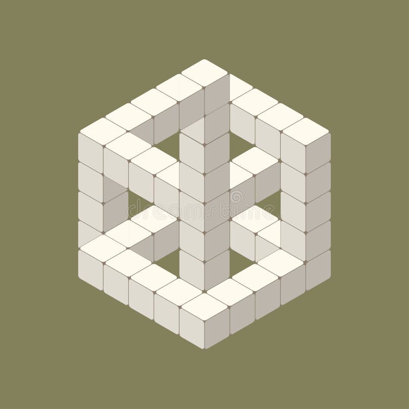 Optical Illusion White Cube in Isometric View Stock Vector ...