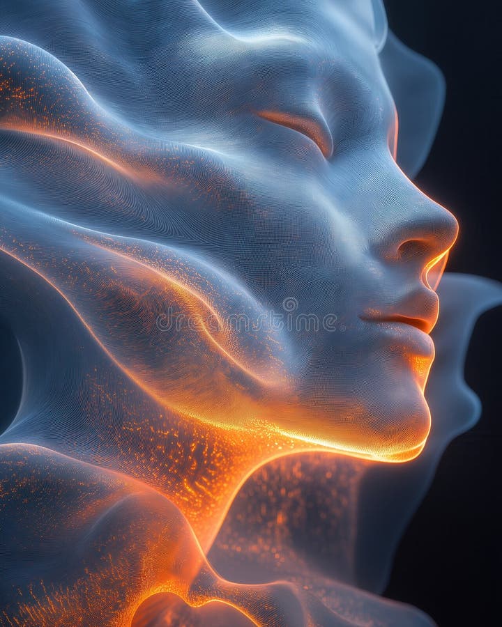 Optical Illusions Female Face with Glowing Features. Stock Photo ...