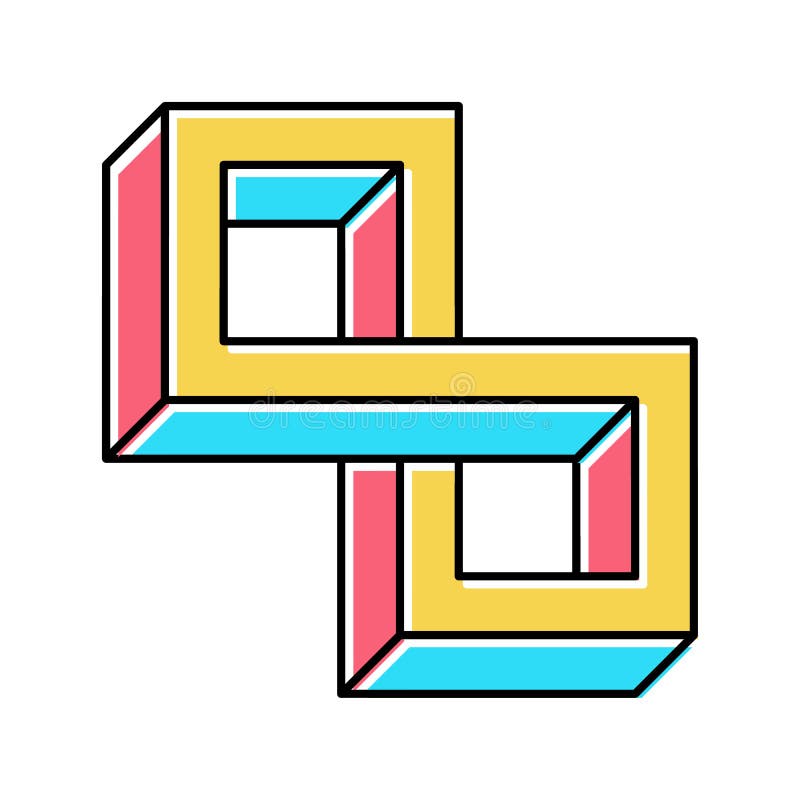 Optical Impossible Geometric Shape Color Icon Vector Illustration Stock ...