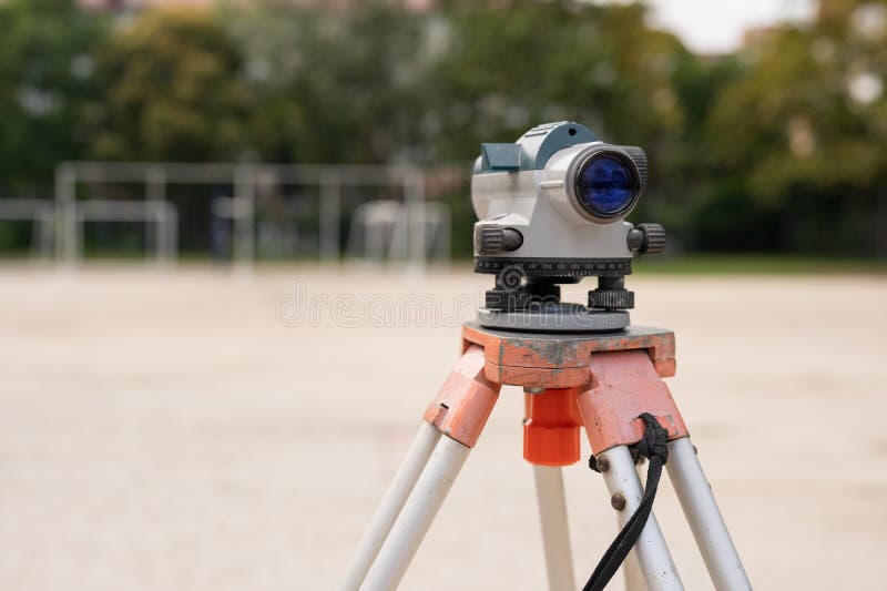 Optical Instrument Level at Construction Site Stock Image - Image of ...