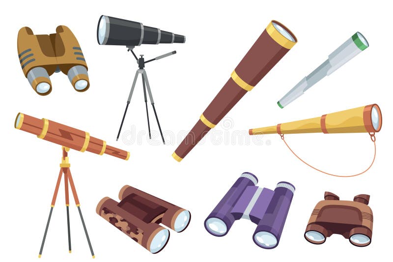 Optical Instruments Icon for Viewing Distant Objects Set. Different ...