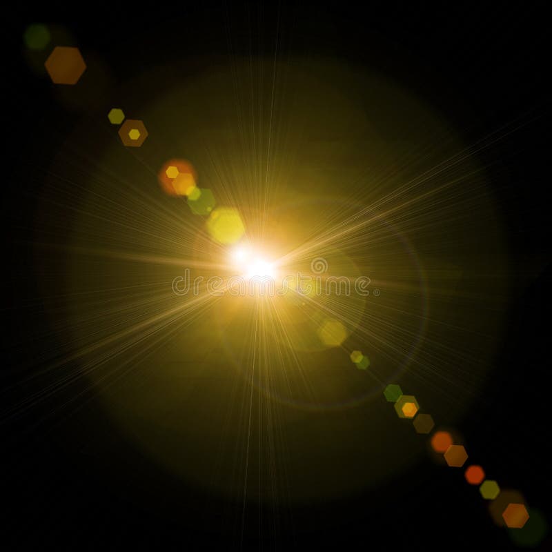 Optical Lens Flare Texture on Black Background. Stock Image - Image of ...