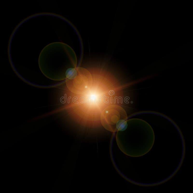 Optical Lens Flare Texture on Black Background. Stock Photo - Image of ...