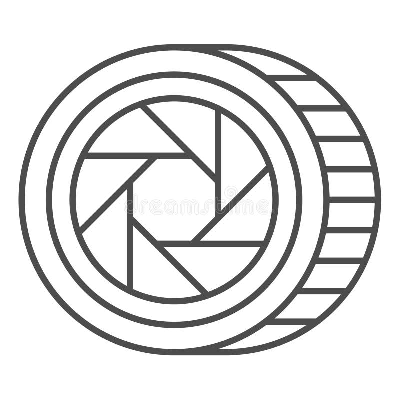 Optical Lens with Shutter Thin Line Icon, Photography and Optics ...