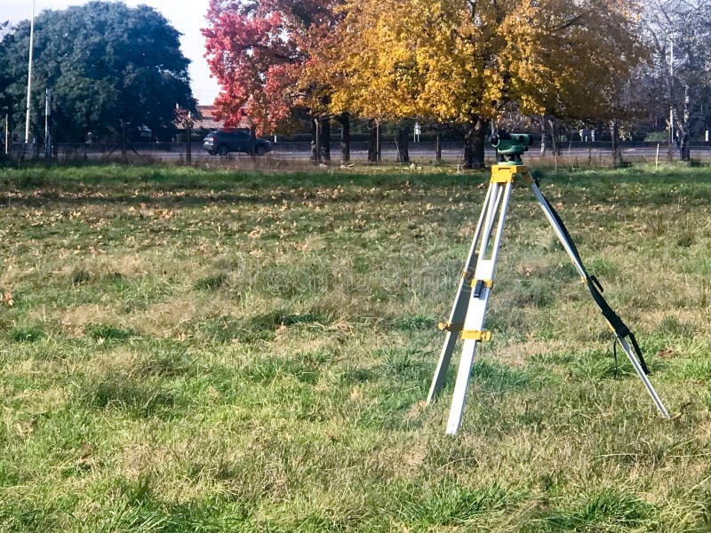 Optical Level for Measuring the Levels of a Terrain Stock Photo - Image ...