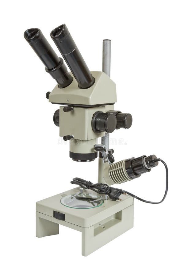 Old Optical Microscope Isolated Stock Photo - Image of research, lens ...