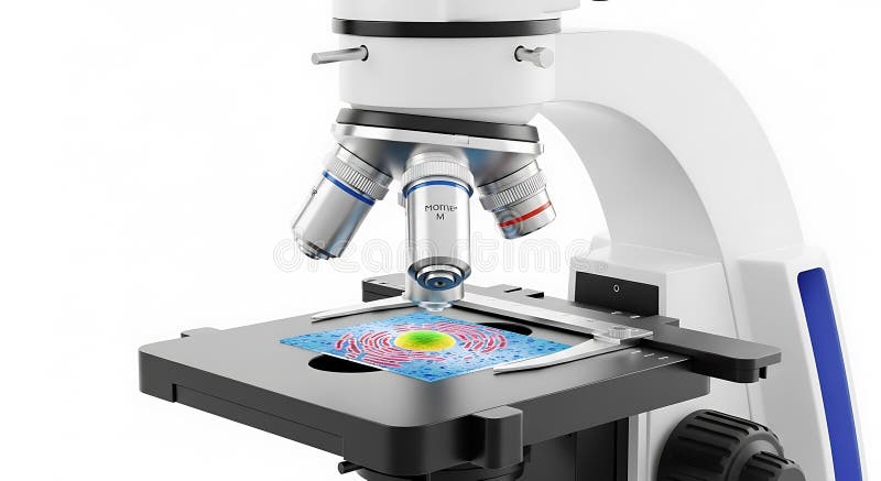 Optical Microscope Featuring Multiple Objective Lenses, Identifiable by ...