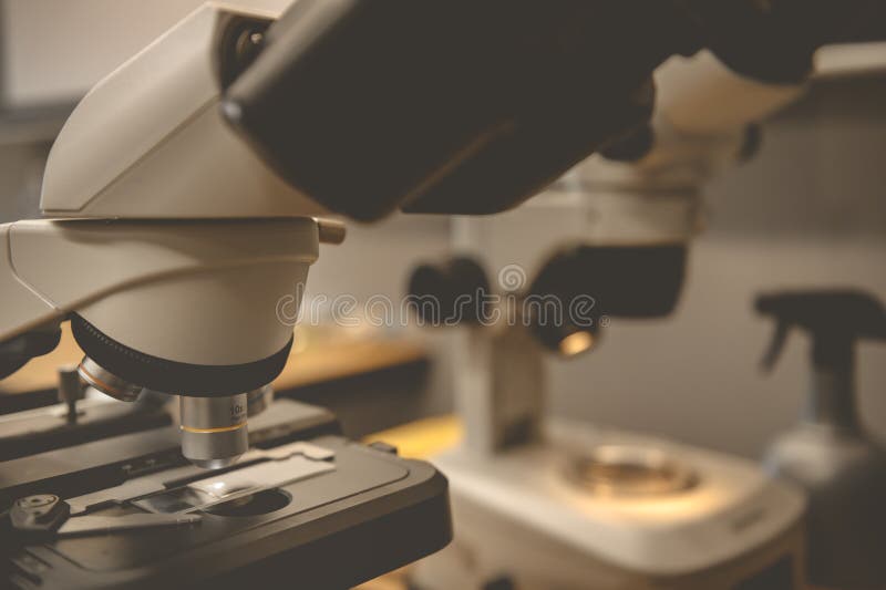 Optical Microscope in Laboratory. Medical Equipment. Concept Science ...