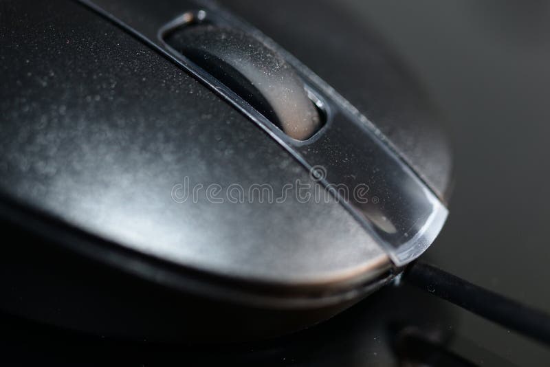 One optical mouse in black stock image. Image of scroll - 196946529