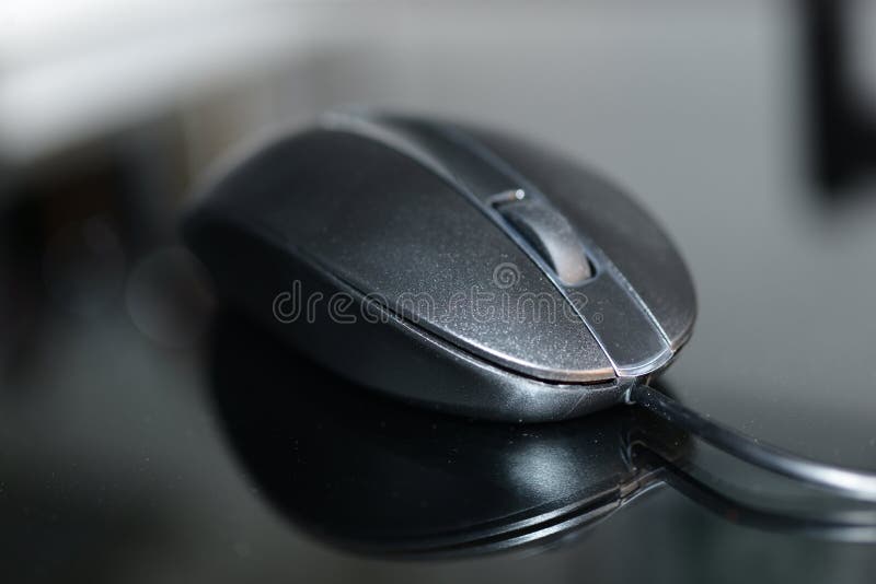 One optical mouse in black stock image. Image of wired - 196946695