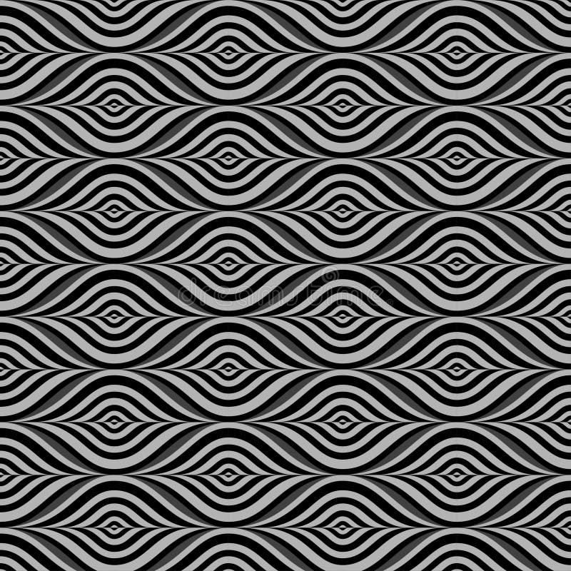 Optical Seamless Pattern with Black Gray Waves. Abstract Liquid Swirl ...
