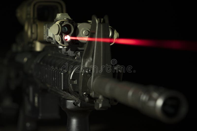 M4 Rifle with Optical Sight and Laser Device on White Background Stock ...
