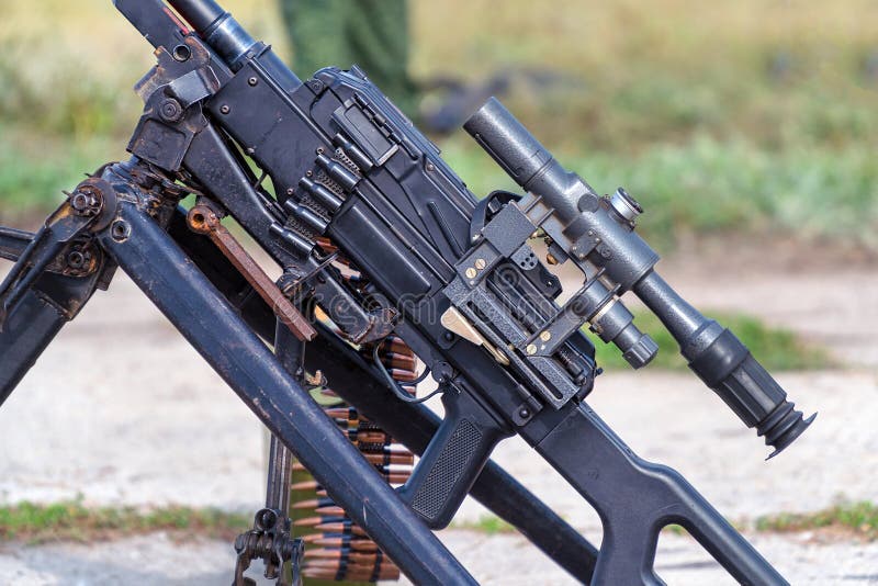 Optical Sight on a Machine Gun Stock Image - Image of object, military ...