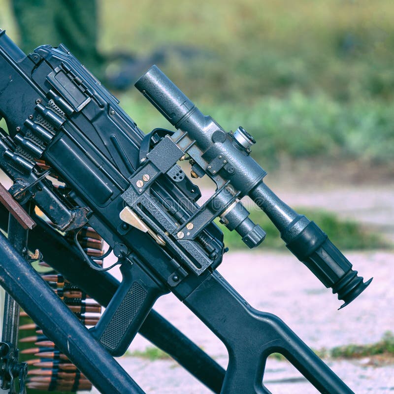 Optical Sight on a Machine Gun Stock Image - Image of pressure ...
