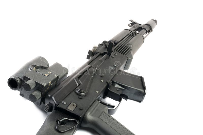 Optical Sight on Kalashnikov Machine Gun Stock Photo - Image of handgun ...