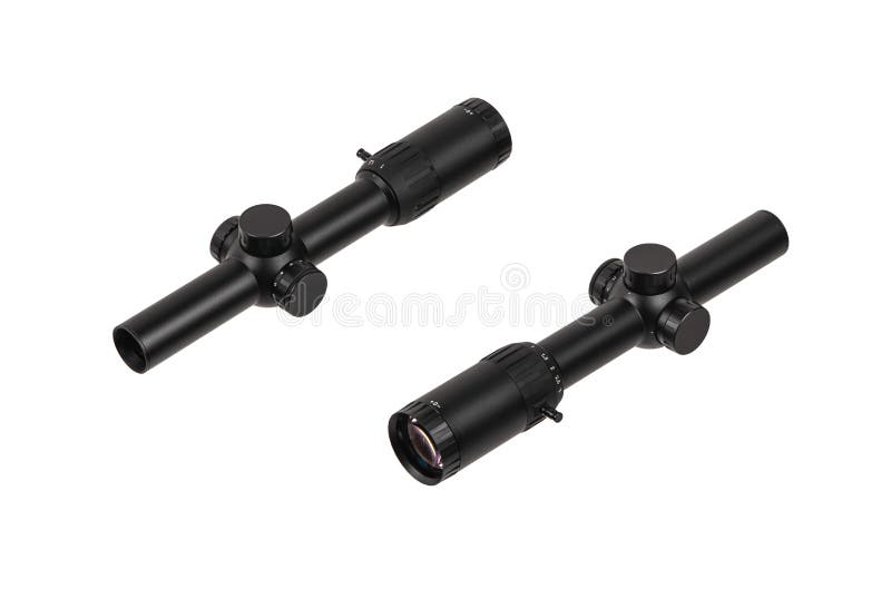 Optical Sight for a Sniper Rifle. Modern Sniper Scope on a White Back ...