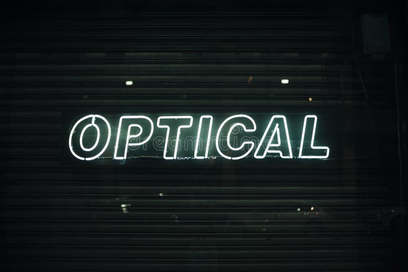 Optical Sign Neon Lights. High Quality Photo Stock Image - Image of ...