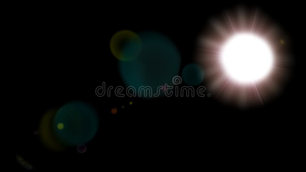 Optical Solar Light Lens Flare Effect Isolated on Black Background ...