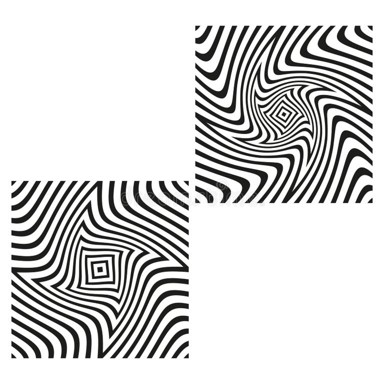 Optical Swirl Illusion. Square Vortex Pattern. Twisted Stripe Vector ...