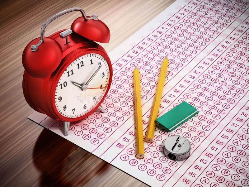 Optical Test Paper, Alarm Clock, Eraser, Pencil and Sharpener. 3D ...