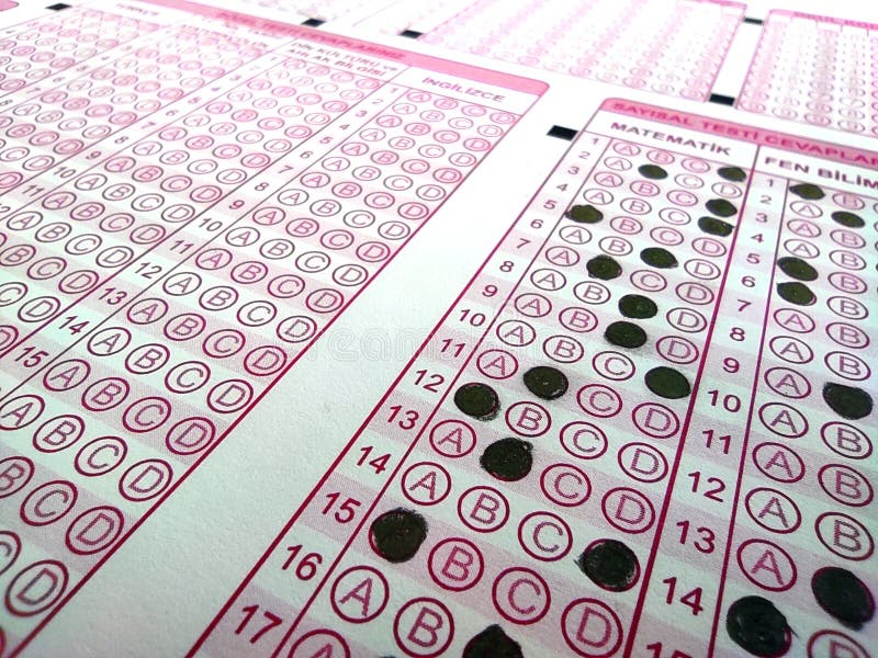 Optical Test Paper with Marking, Optical Paper with a Mark of a Student ...
