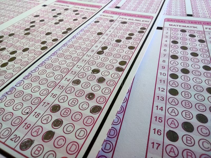 Optical Test Paper with Marking, Optical Paper with a Mark of a Student ...