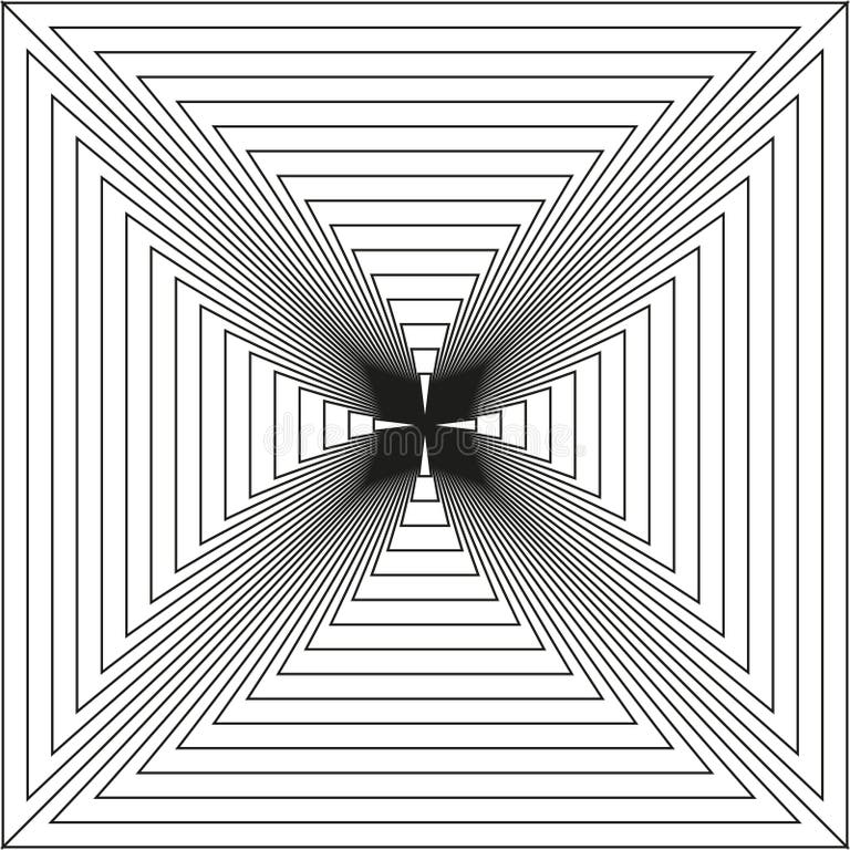 Optical Triangle Grid. Linear Motion Field. Converging Vector Lines. Black Shape Illusion Stock ...
