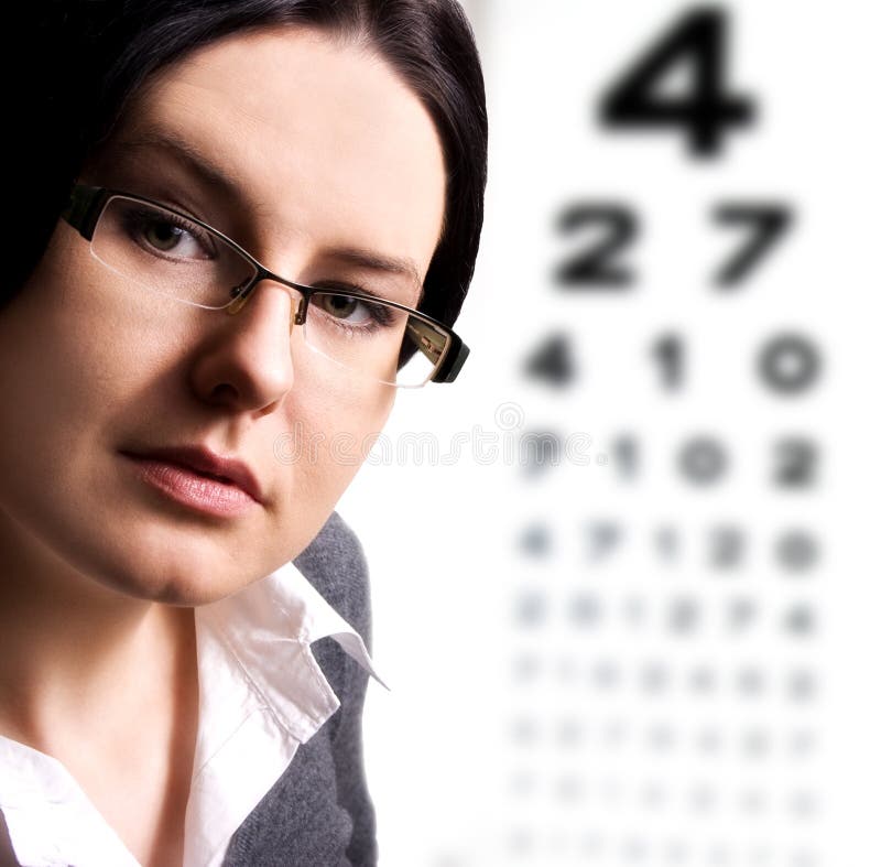 At the Optician stock image. Image of optic, brunette - 1451827