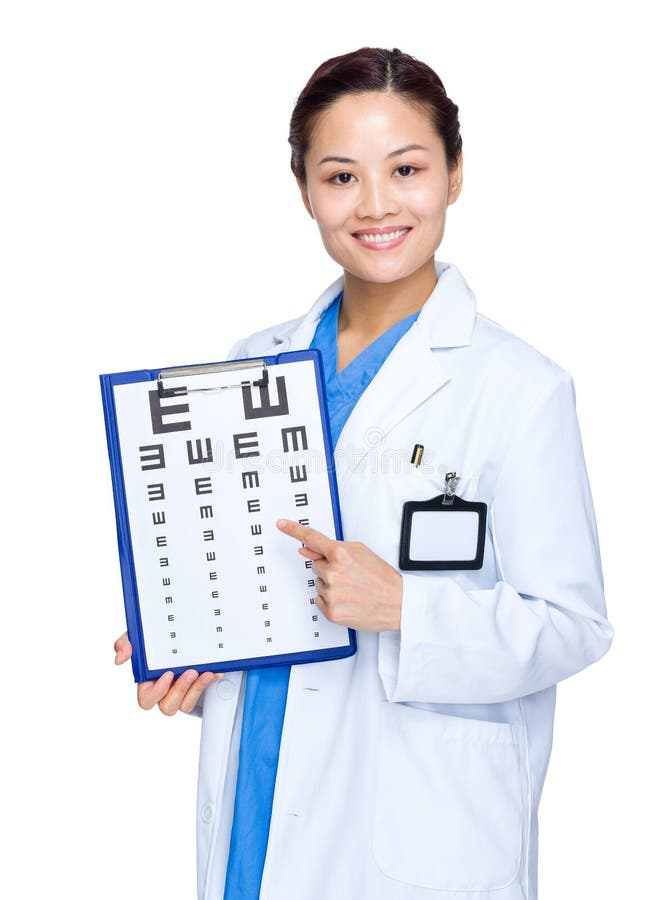 Optician Doctor Finger Point To Eye Chart Stock Image - Image of health ...