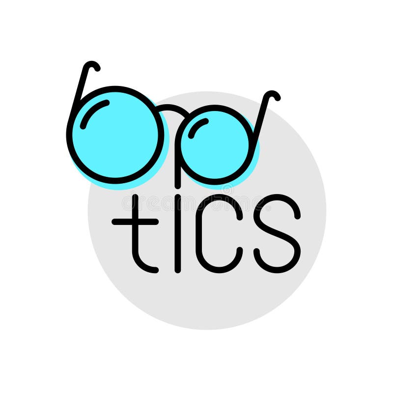 Optics Logo with Glasses and Text. Eyeglasses Shop Store Thin Line ...