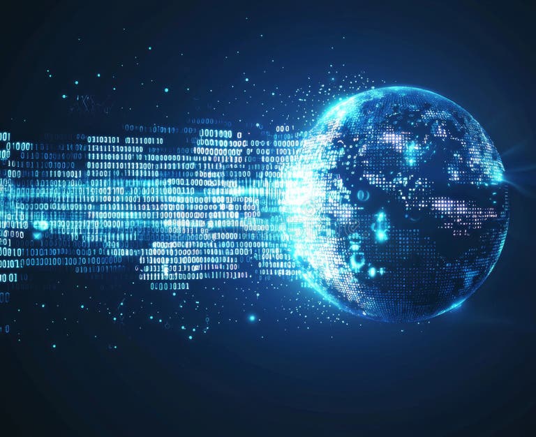 Optimal Internet Concept: a Globe with Glowing Lines Set Against a Tech ...
