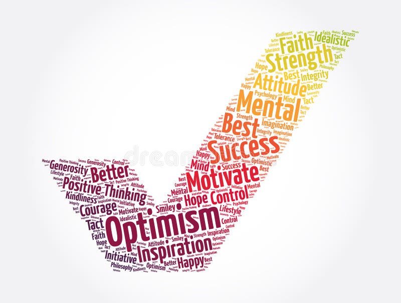 Optimism word cloud stock illustration. Illustration of compare - 201426453