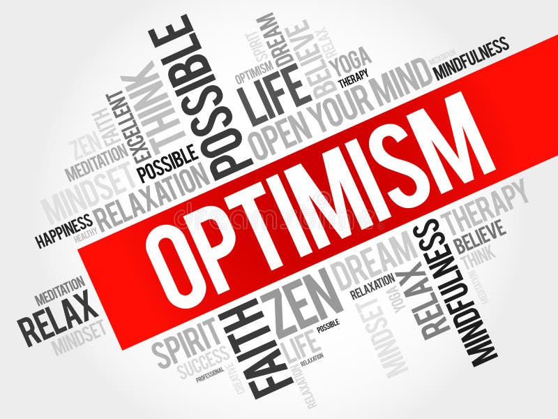 Optimism word cloud stock illustration. Illustration of assume - 205330597
