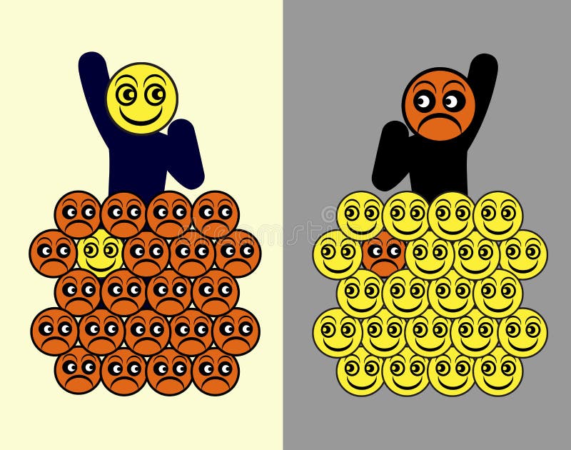 Optimist vs Pessimist stock illustration. Illustration of balloon ...