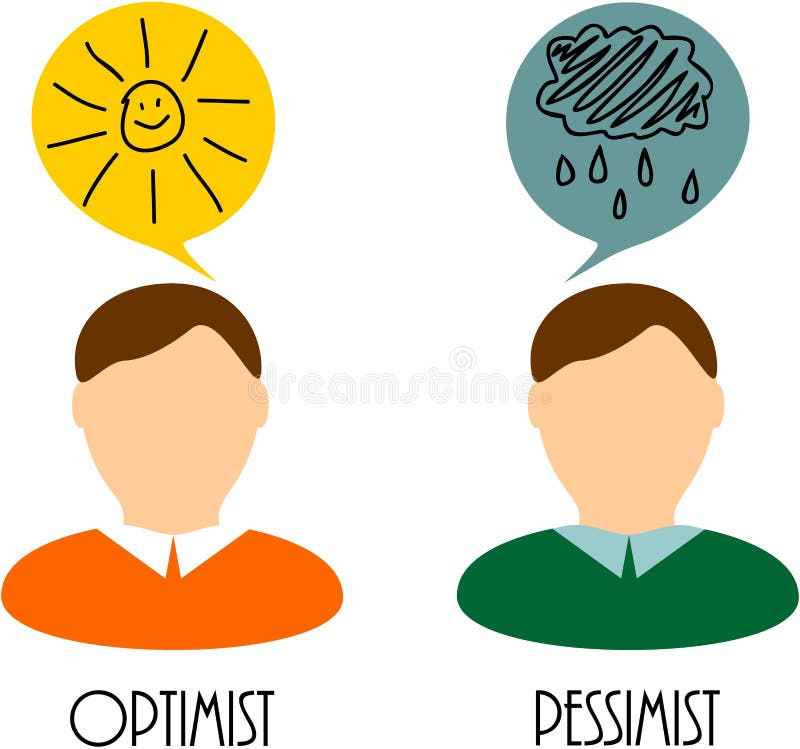 Optimist and pessimist stock vector. Illustration of face - 52191158