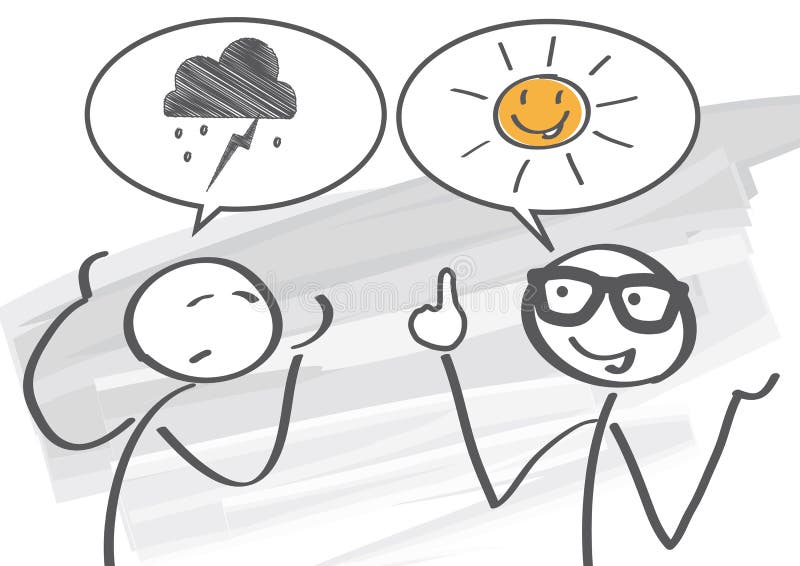 Optimist vs Pessimist stock illustration. Illustration of balloon ...