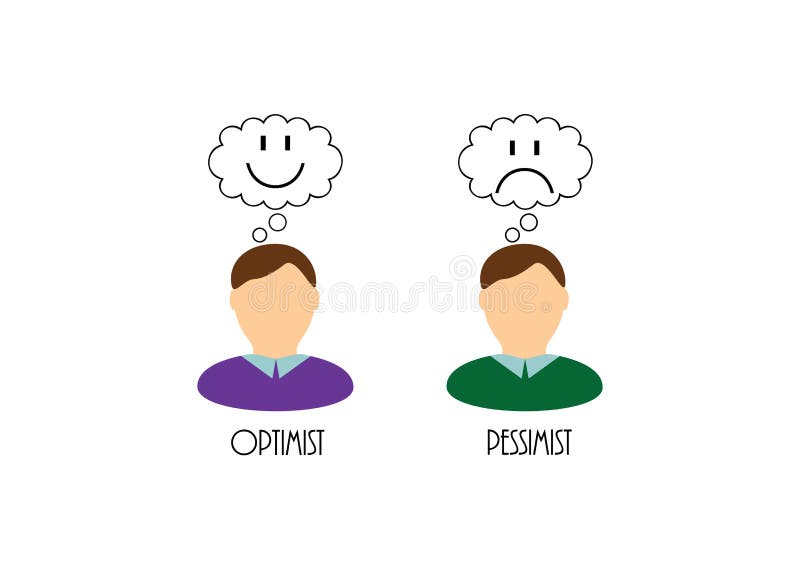Optimiste et pessimiste illustration de vecteur. Illustration du visage ...