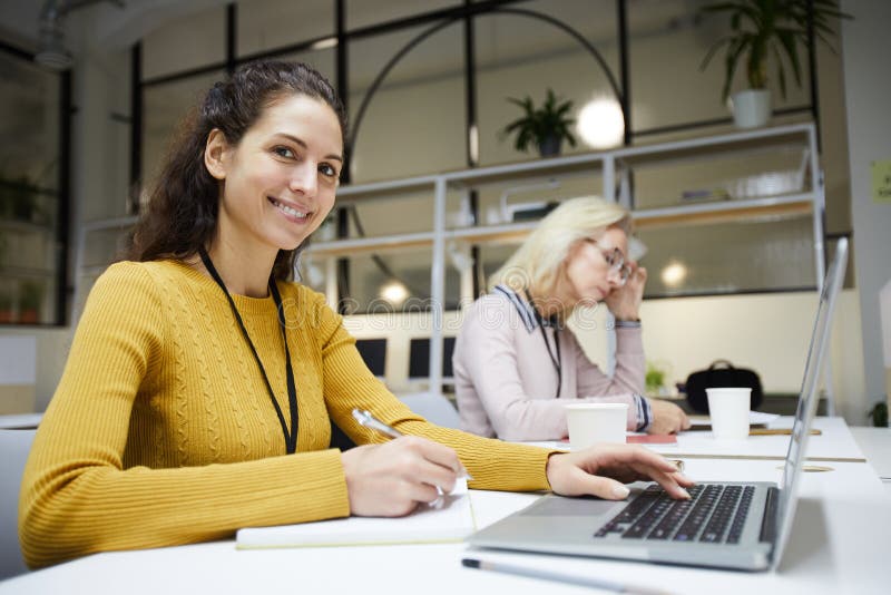 Optimistic Lady Manager in Office Stock Image - Image of business ...