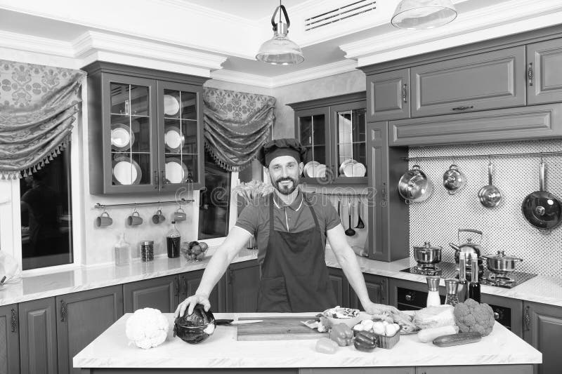 Delighted Chef Cooking Dinner at Home Kitchen Stock Photo - Image of ...