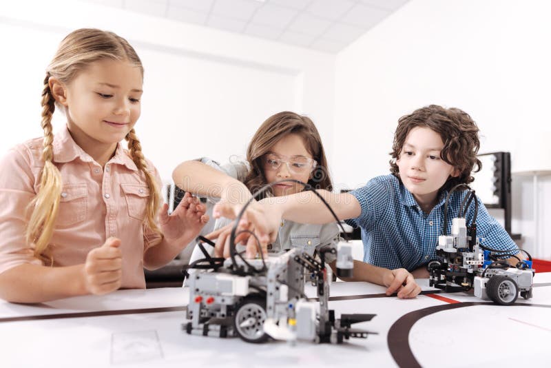 Optimistic Children Working on the Tech Project at School Stock Image ...