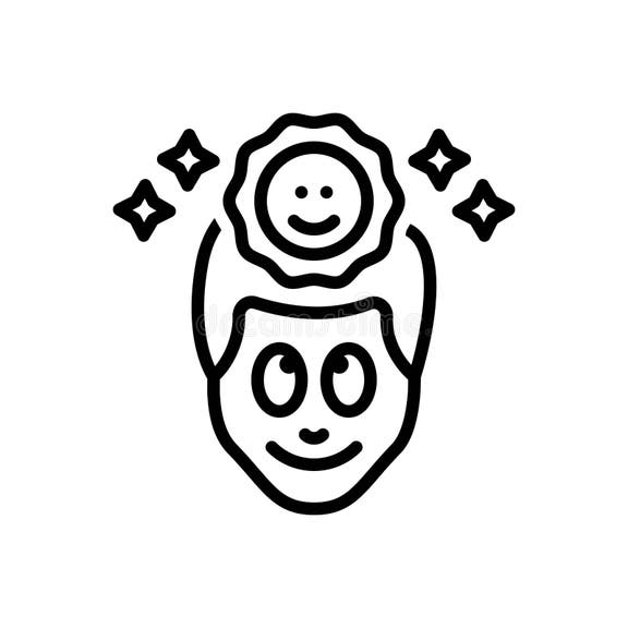 Black Line Icon for Optimistic, Sanguine and Hopeful Stock Vector ...