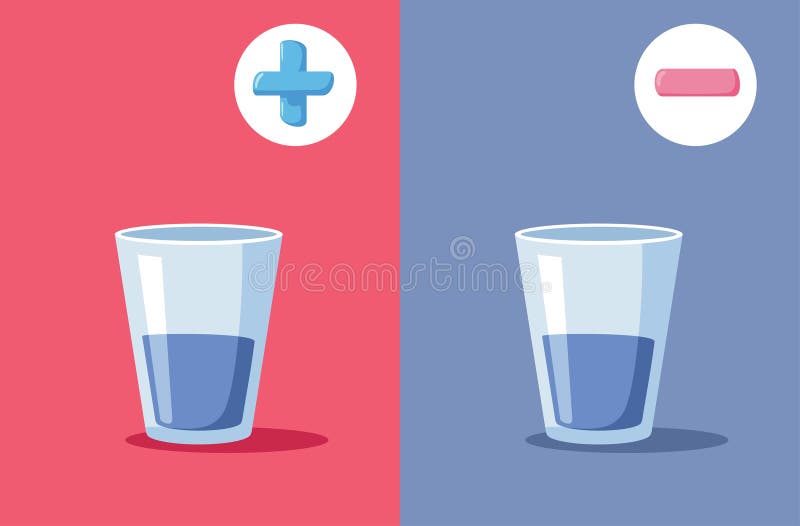 Glass Half Full and Half Empty Illustrating Positive and Negative ...