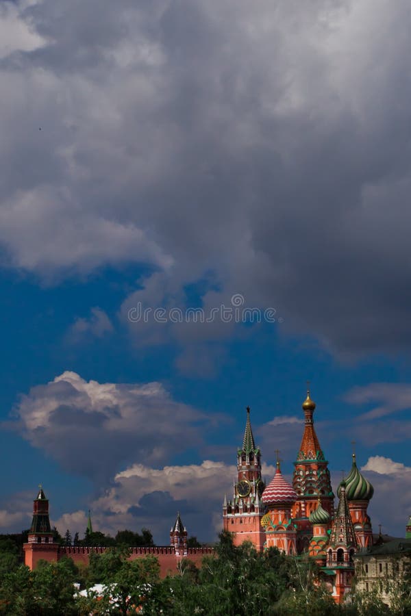 Optimistic Sky, the Clouds Diverge. the Moscow Kremlin Under the Stock ...