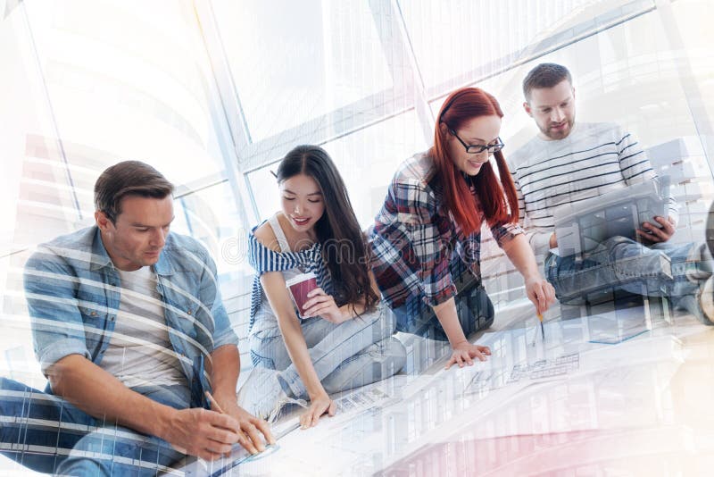 Optimistic Students Preparing for Classes Together Stock Image - Image ...