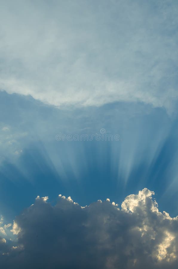 Optimistic Sunset Rays Behind the Clouds. Glow in the Sky. Symbol of ...