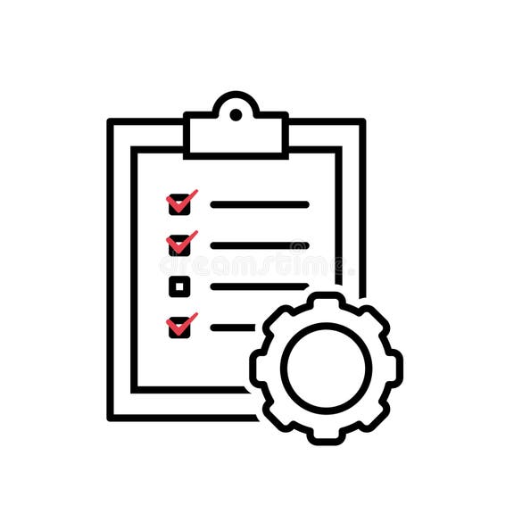 Optimization Icon. Workflow Optimization. Process Checklist with Gear Stock Vector ...