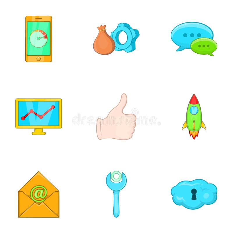 Optimization Icons Set, Cartoon Style Stock Vector - Illustration of ...