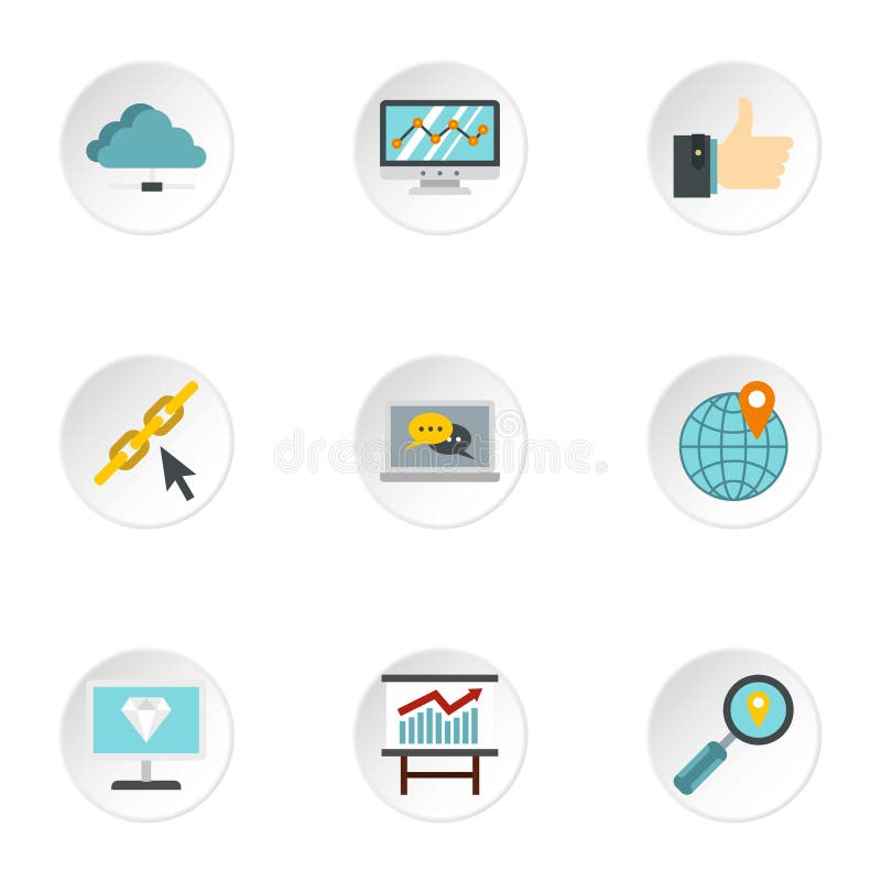 Optimization Icons Set, Flat Style Stock Vector - Illustration of like ...