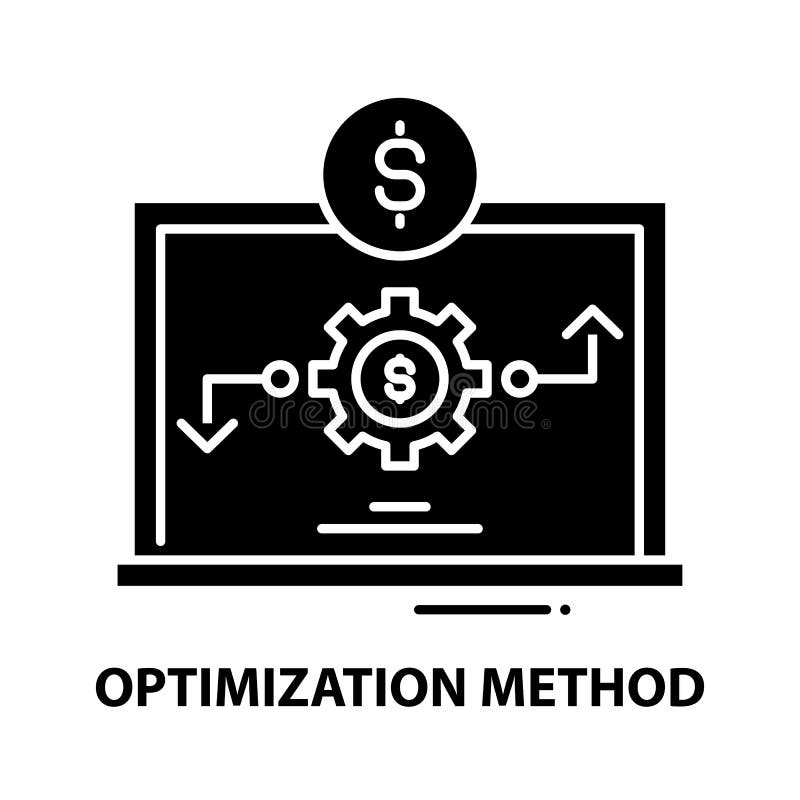 Optimization Method Icon, Black Vector Sign with Editable Strokes ...