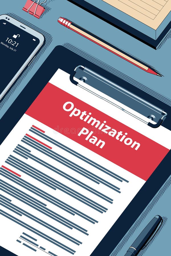 Optimization Plan - Handsome Vector Halftone Isometric Illustration ...